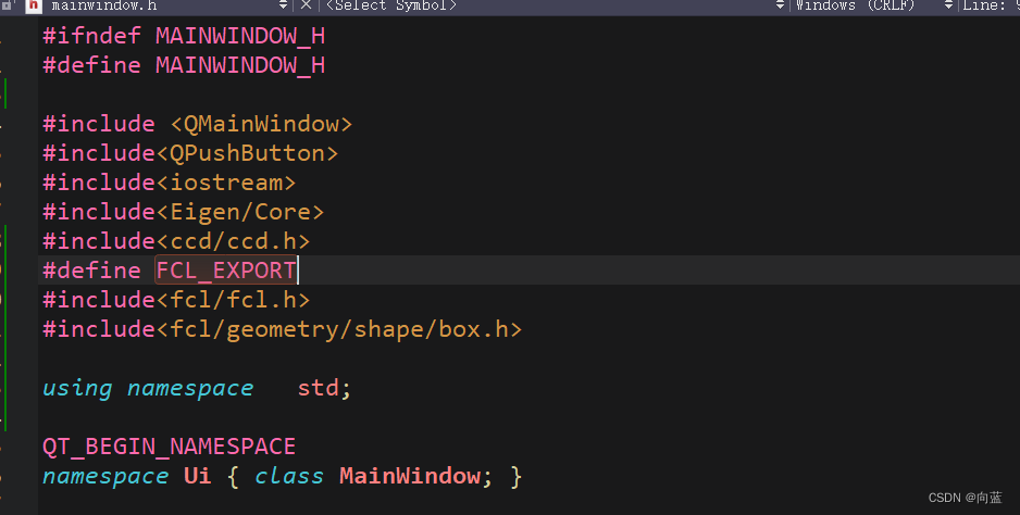 FCL碰撞检测库，添加到QT项目中，问题记录error: dllimport cannot be applied to non-inline ...
