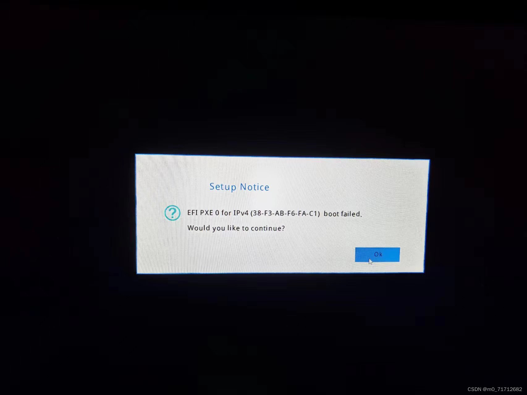 联想拯救者Y7000开机界面出现 EFI PXE 0 for IPV4(XXXX) boot failed。_efi pxe 0 for ...