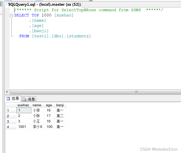 认识sqlserver查询窗口sql结果窗口显示 Csdn博客 