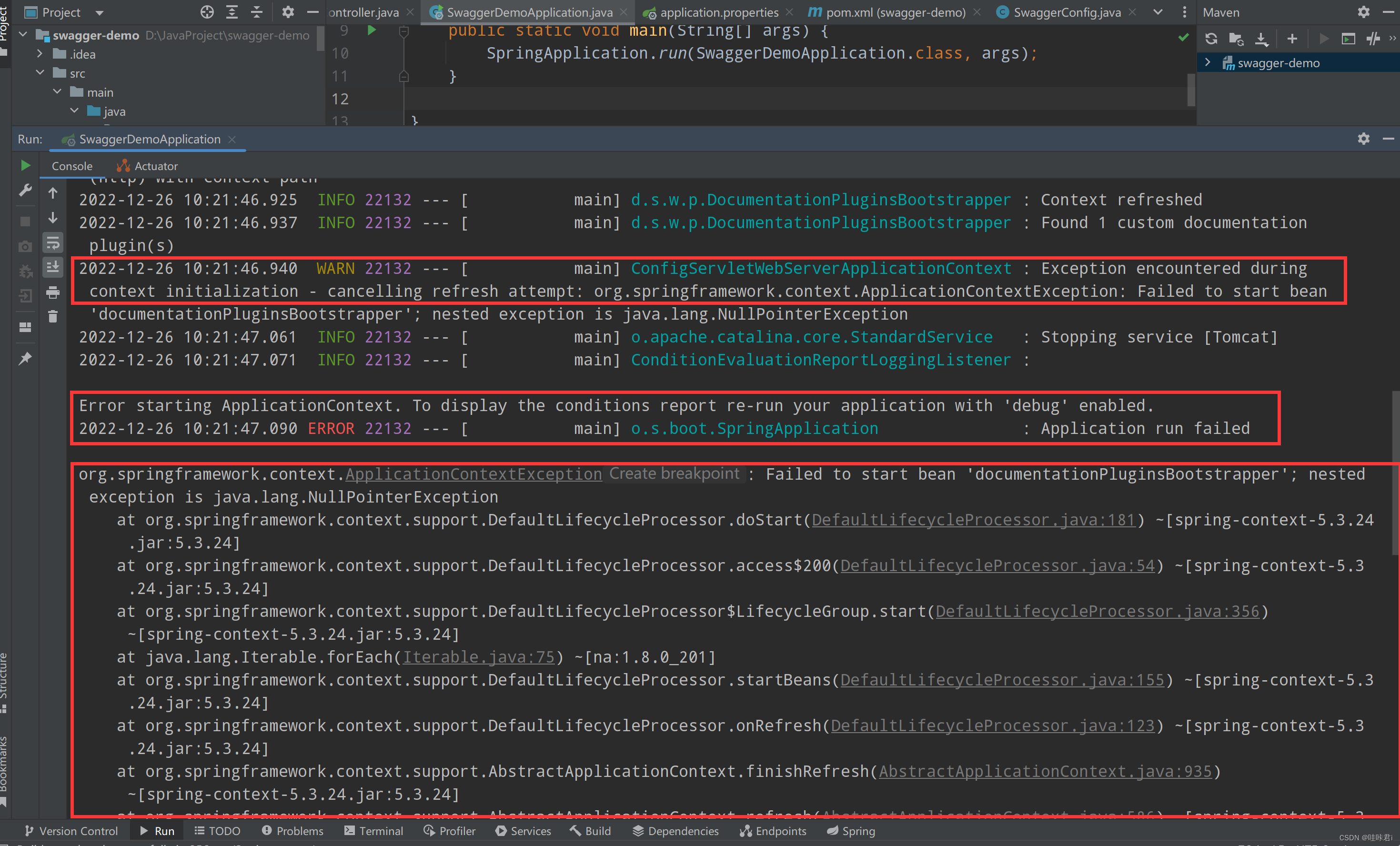 Swagger2入门程序启动报错exception Encountered During Context Initialization Cancelling Refresh Attempt