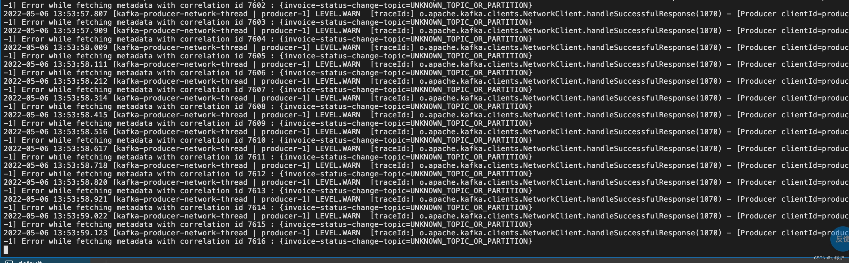 kafka消费报错 UNKNOWN_TOPIC_OR_PARTITION_error while fetching metadata unknown topic or par-CSDN博客