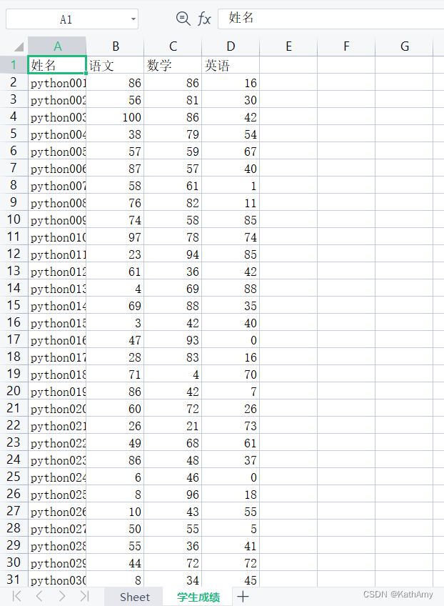 Python Day9 作业，随机生成Excel文件_pathy构造一个数据框,学号和成绩随机方法生成-CSDN博客