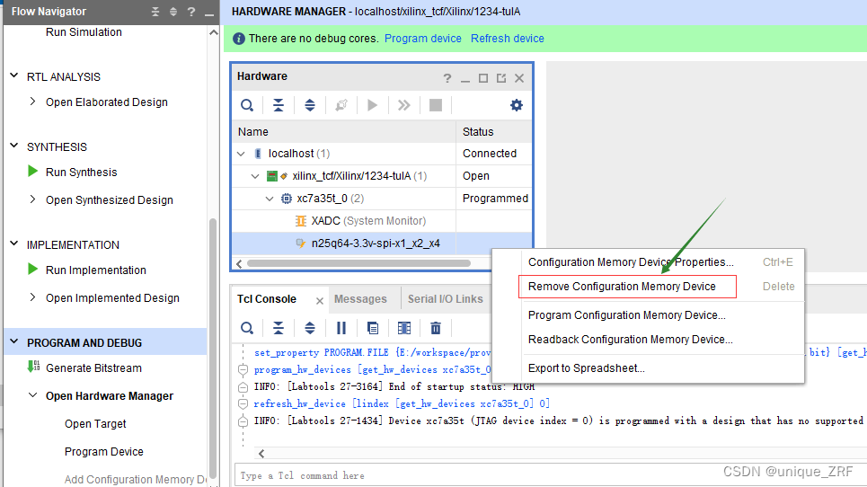 烧录到FPGA的Flash中，但是Add Configuration Memory Device显示为灰色_add configuration memory灰色-CSDN博客