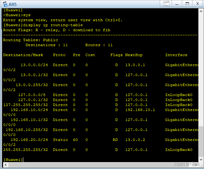 1.配置浮动路由，实现PC3与PC5互通 2.断掉AR5和AR8的链路，观察路由表的变化，PC3和PC5依然可通信_pc1和pc3与pc5互通 ...
