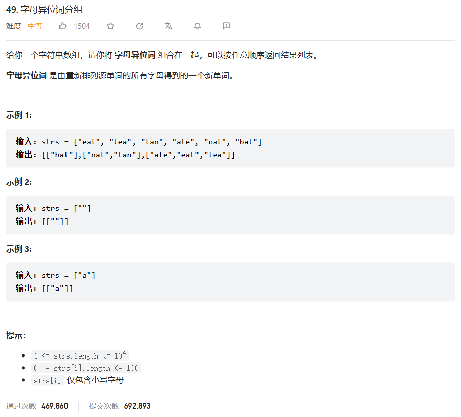 【leetcode热题100】打卡第18天：字母异位词分组 Csdn博客 