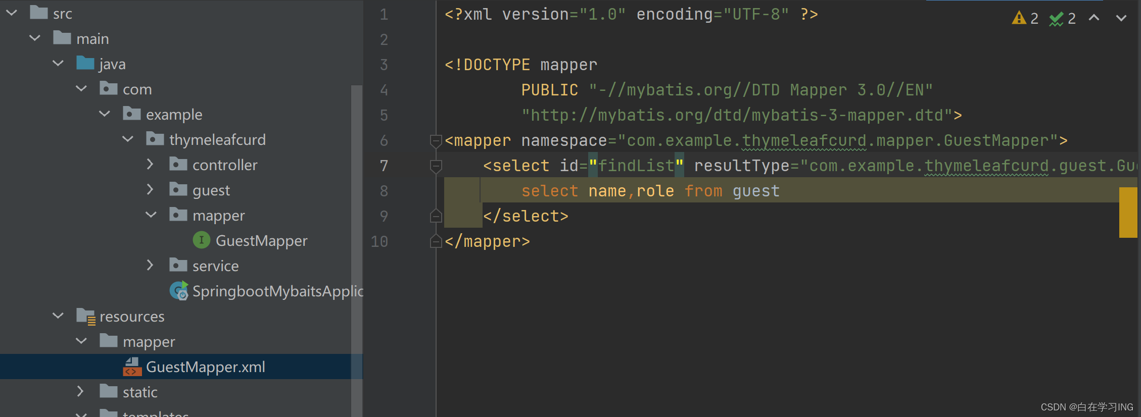Springboot Mybatis的整合springoobt Myabits Mapper Csdn博客