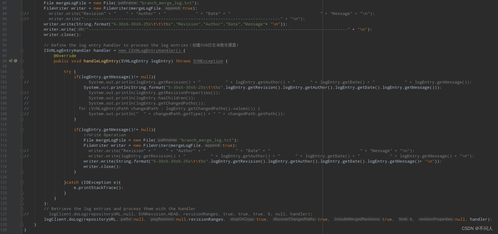 【Java程序与Jenkins交互的设计与实现】Java结合SVNKit API实现获取svn分支两个版本间的merge_log，并写到本地文件中，打成jar包实现与Jenkins的交互总结 ...