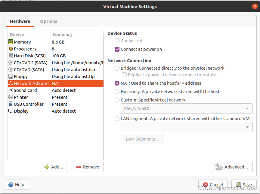 Ubuntu20.04上安装VMware 17，虚拟机里安装ubuntu，虚拟机与主机互相ping通，且可以上网_ubuntu虚拟机如何ping通ubuntu主机-CSDN博客