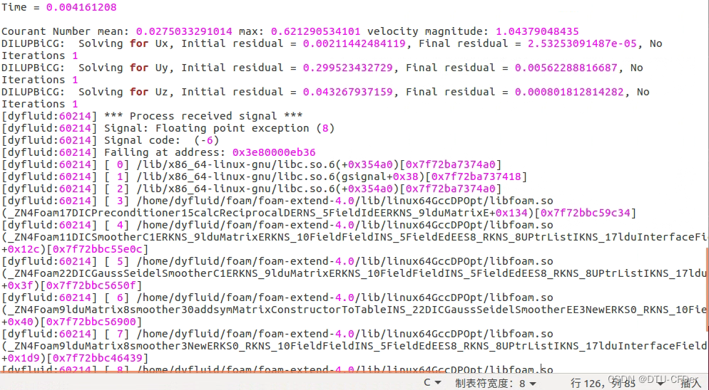 OpenFOAM Floating Point Exception floating Point