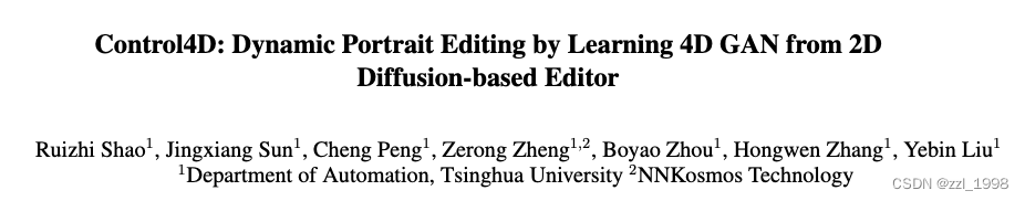 [23] Control4D: Dynamic Portrait Editing by Learning 4D GAN from 2D Diffusion-based Editor_4d ...