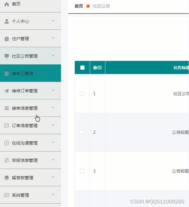 Nodejsvueelementui小区居民报修维修工单管理系统python物业维修系统框架ui Csdn博客