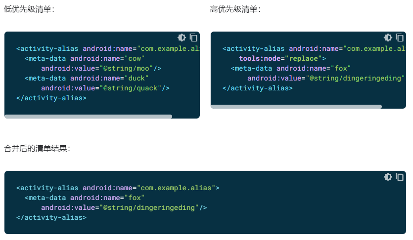 Android Studio 多个AndroidManifest.xml清单合并规则_android studio auto文件可以写两个 android:name项吗-CSDN博客