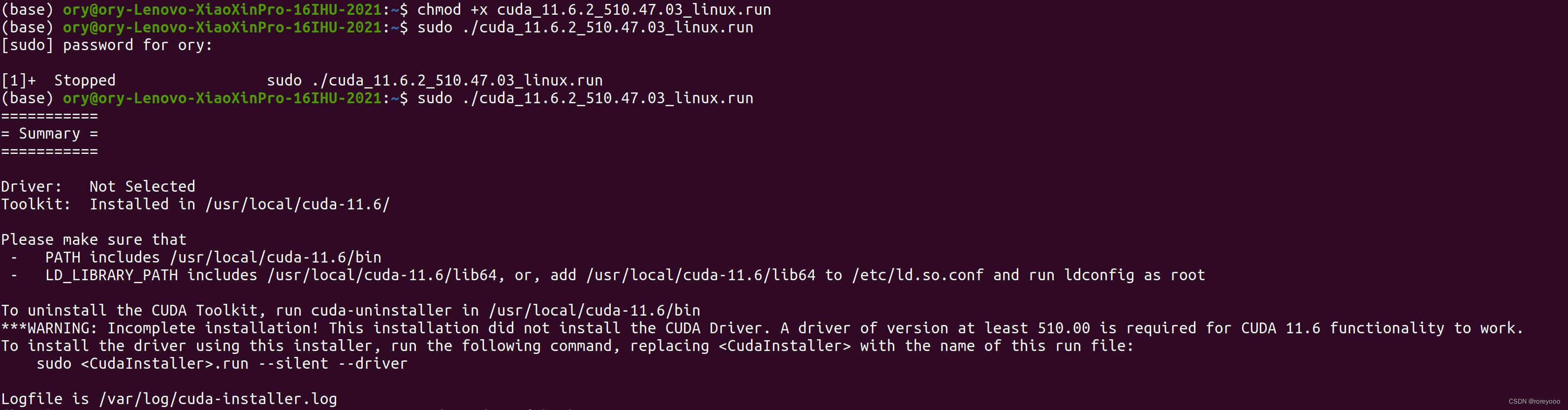 ubuntu20.04 + 安装cuda11.6过程 + pytorch安装记录_cuda 11.6 unbantu-CSDN博客