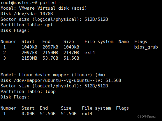 Vm虚拟机ubuntu 2204 Lvm磁盘扩容报错:gpt Pmbr Size Mismatch 104857599 209715199 Will Be Corrected By