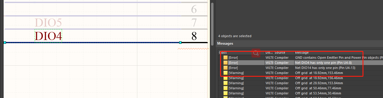 Altium Designer-编译原理图时碰到“has only one pin”，“GND contains Output ...”,“off grid at”等编译问题_ad报错has ...