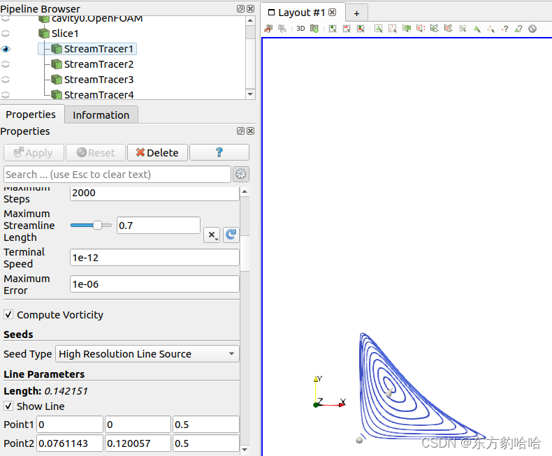OpenFoam算例Cavity用paraview画流线图_paraview 流线图-CSDN博客
