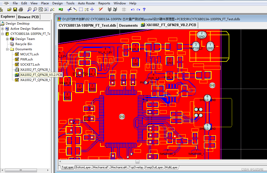 基于CY7C68013A单片设计测试板硬件(原理图+PCB) protel99SE设计DDB工程文件，已制作样件测试验证-CSDN博客