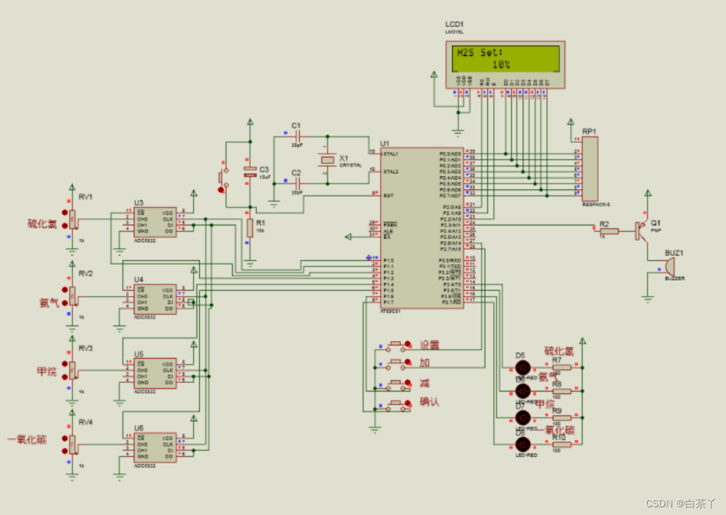 基于51单片机的报警器【模拟量，4路，ADC0832】（仿真）_adc0832 一氧化碳-CSDN博客