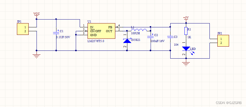 基于LM2576芯片设计 DC-DC稳压电源模块硬件（原理图+PCB）工程文件，ALIUTM设计的工程文件_lm2576 pcb设计-CSDN博客