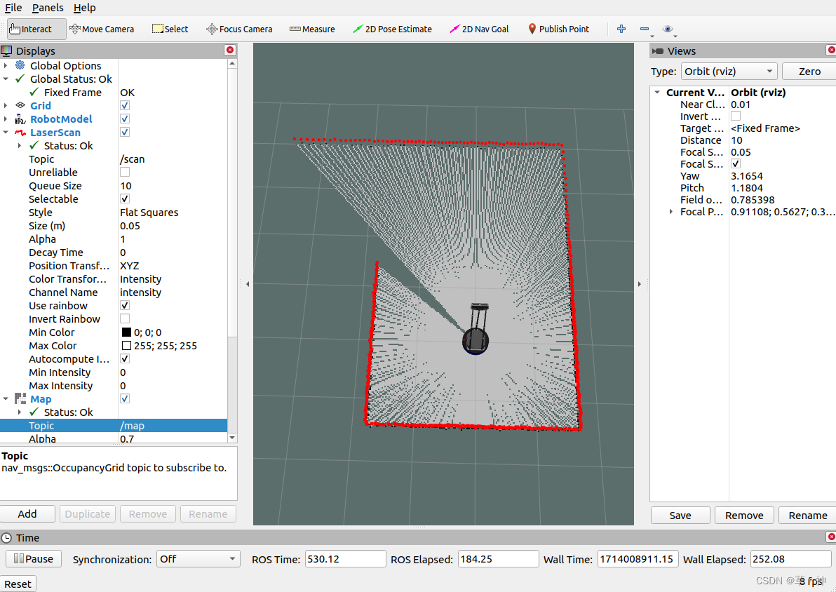 ROS基础学习（hector_mapping建图---缺点是没有Odom参与弥补误差）（九）-CSDN博客