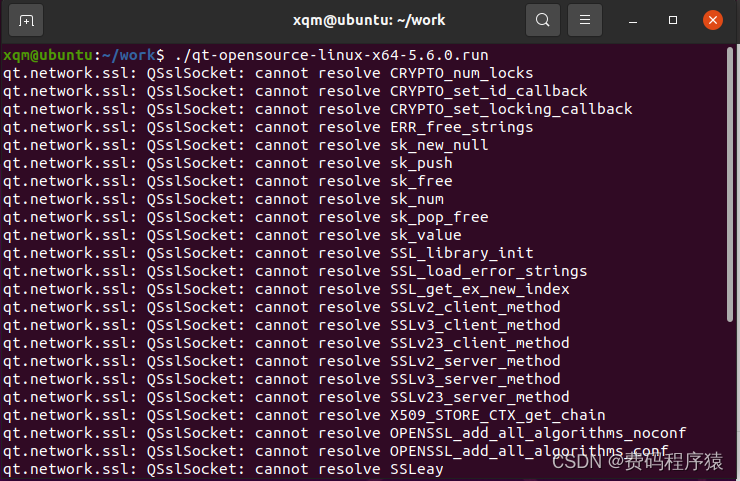 【记录：ubuntu20.04安装Qt5.6】错误：qt.network.ssl: QSslSocket: cannot resolve CRYPTO_num_locks_qssl 与 ...