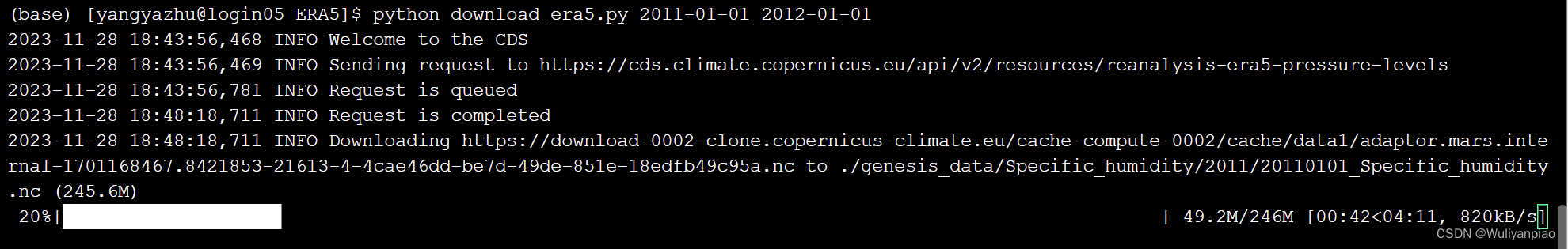 【学习记录】服务器上用Python代码下载ERA5 Hourly 数据_python下载era5-CSDN博客