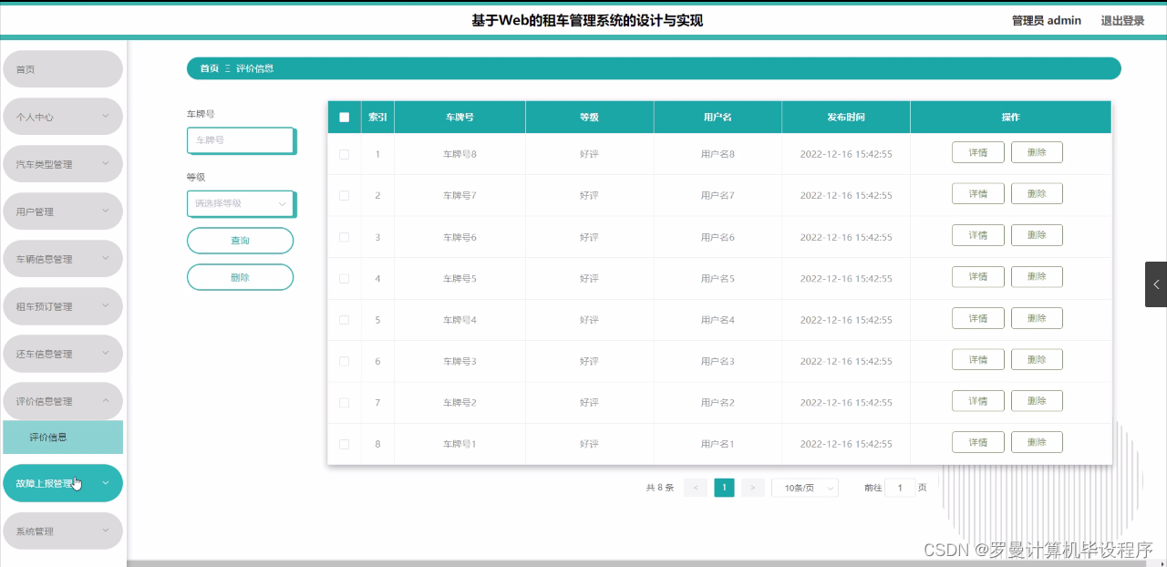 Python毕设基于web的租车管理系统的设计与实现h6x9f（djangomysql57文档）基于web的车辆租贸管理系统设计与实现毕设 Csdn博客