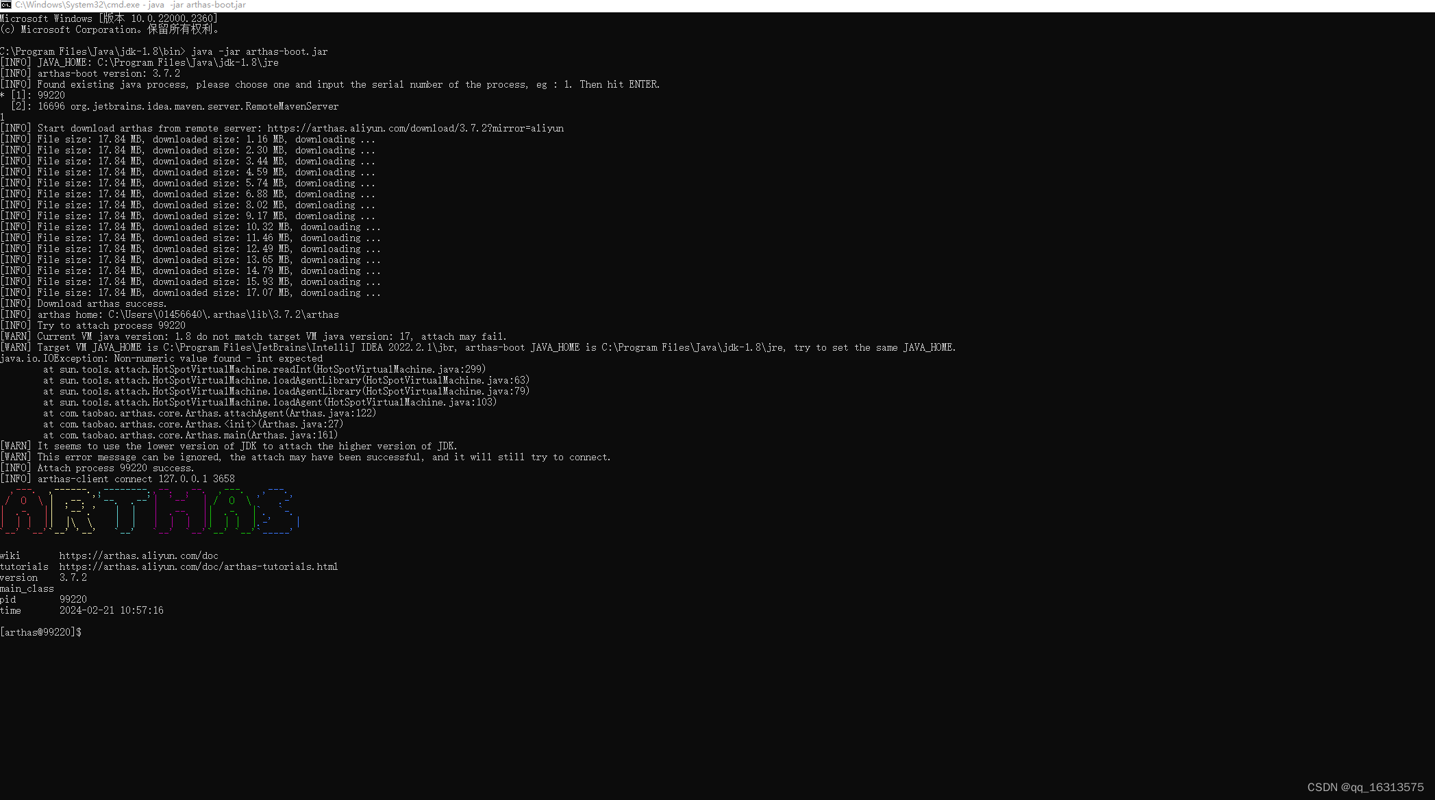 Arthas—【问题解决篇】_exception in thread "main" java.lang.illegalargume-CSDN博客