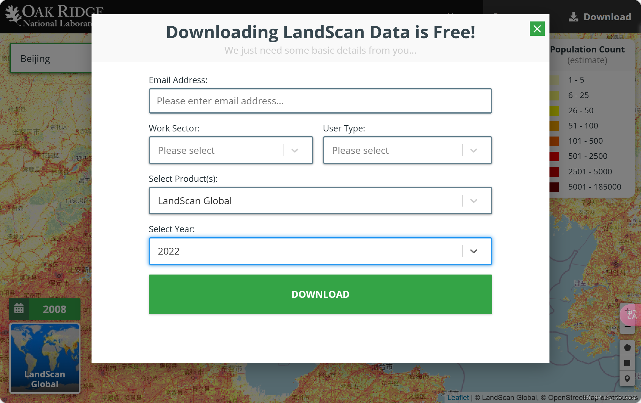 数据下载——人口数量（密度）_landscan人口数据-CSDN博客