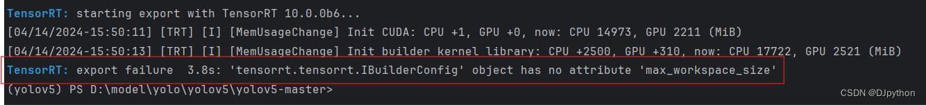 “tensorrt.tensorrt.Builder‘ object has no attribute ‘max_workspace_size“，不用降低tensorRT版本也可以解决 ...