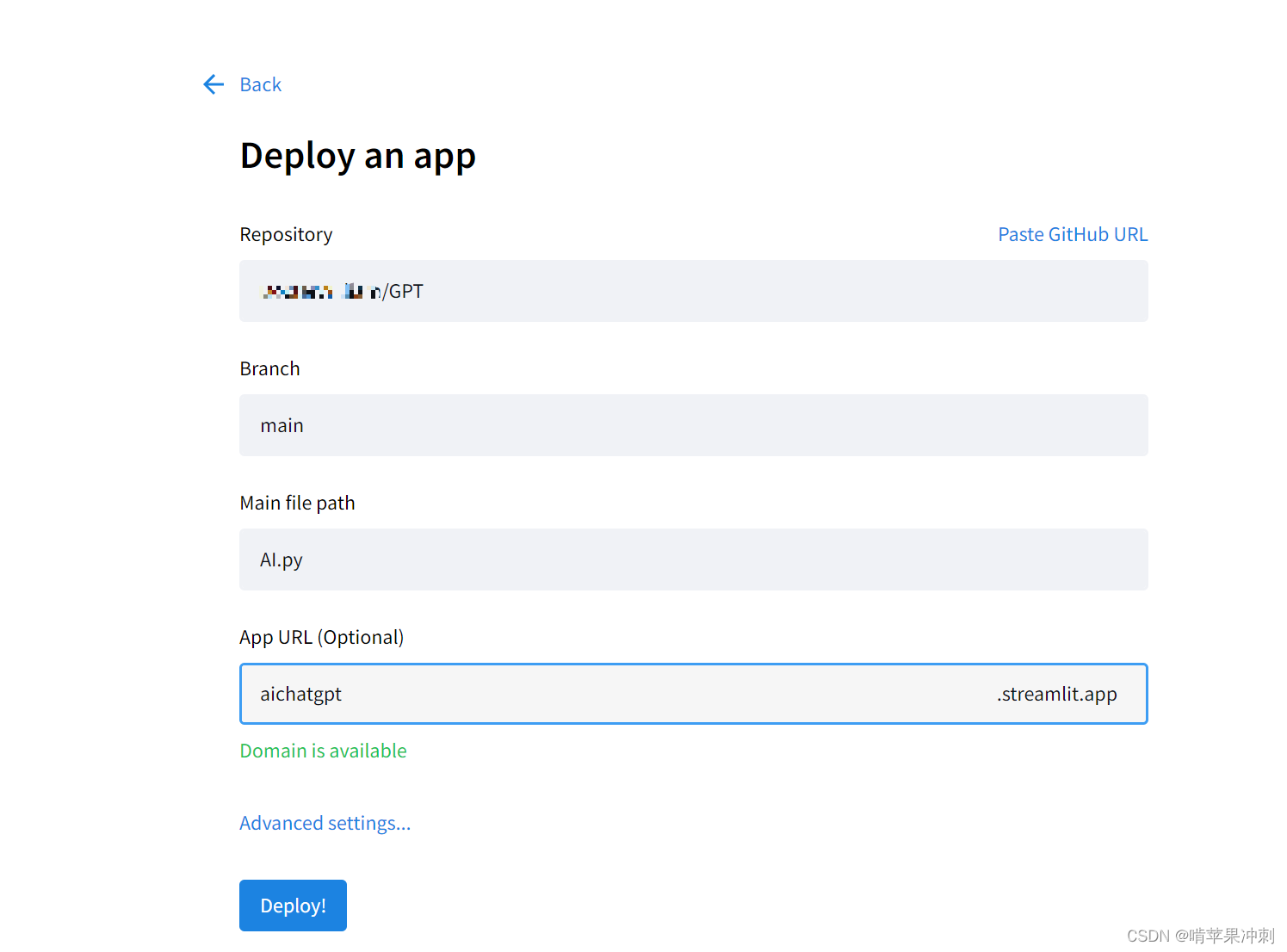 部署streamlit网站应用（部署GPT网页为例）_streamlit实现gpt-CSDN博客