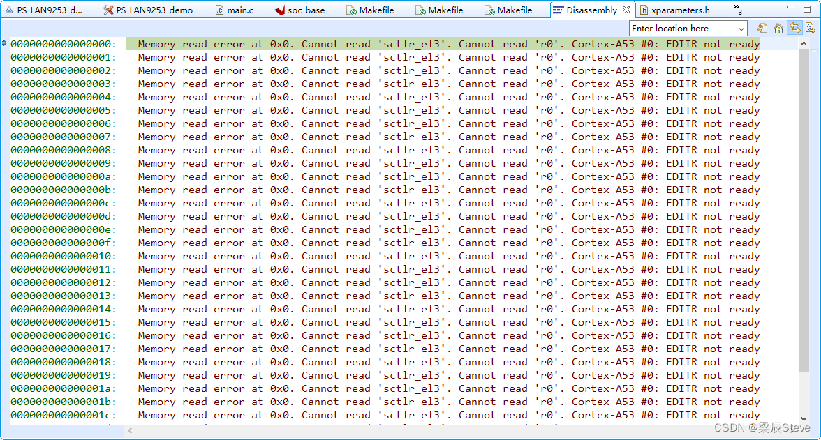 Vitis 2022 debug报错:Memory write error at 0x0, Cortex-A53 #0: EDITR not ready_memory write error ...
