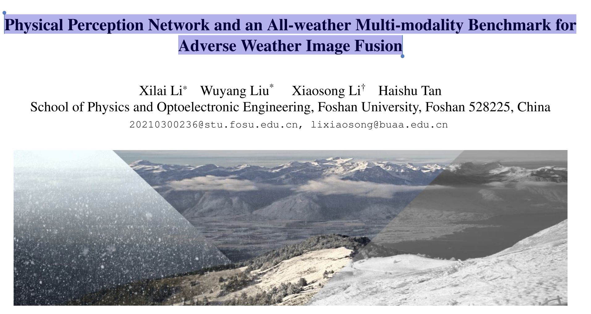 Physical PerceptionNetwork and an All-weather Multi-modality Benchmark ...