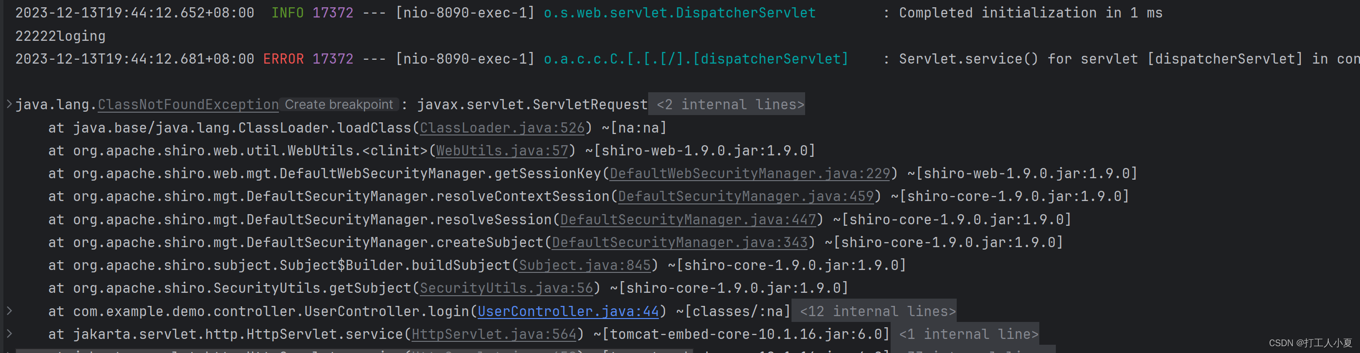 springboot整合shiro启动报 No SecurityManager accessible to the calling code...错误_no securitymanager ...