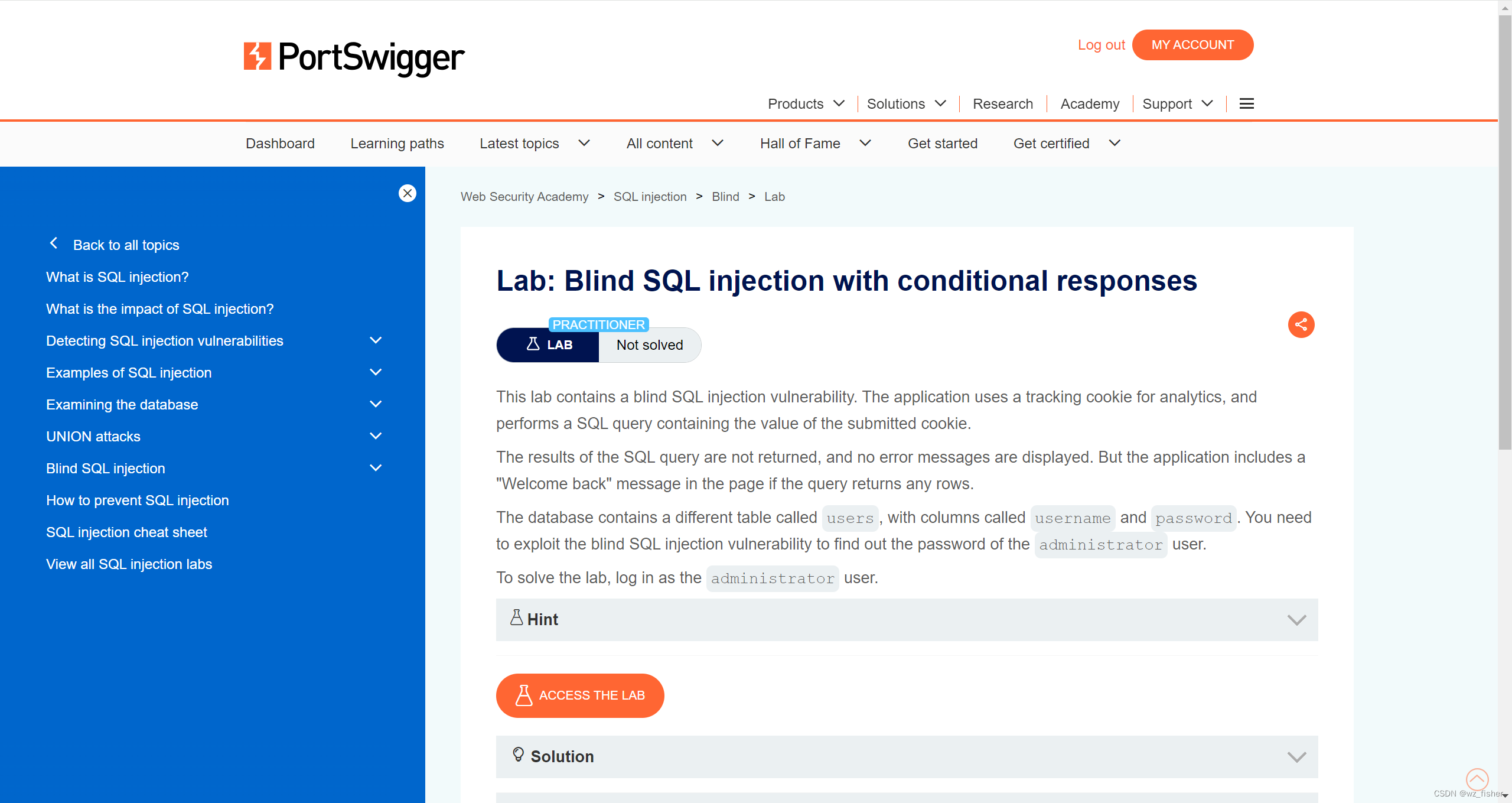 portswigger靶场之sql注入（七）_如何能sql注入 通过swagger-CSDN博客