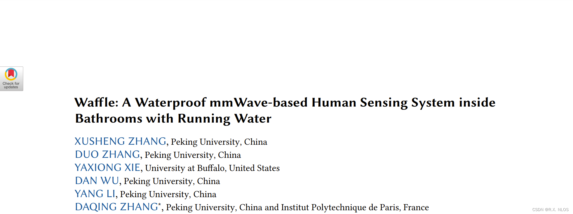 论文速览 IMWUT 2024 | 浴室水流下的人体感知 | Waffle: A Waterproof mmWave-based Human ...
