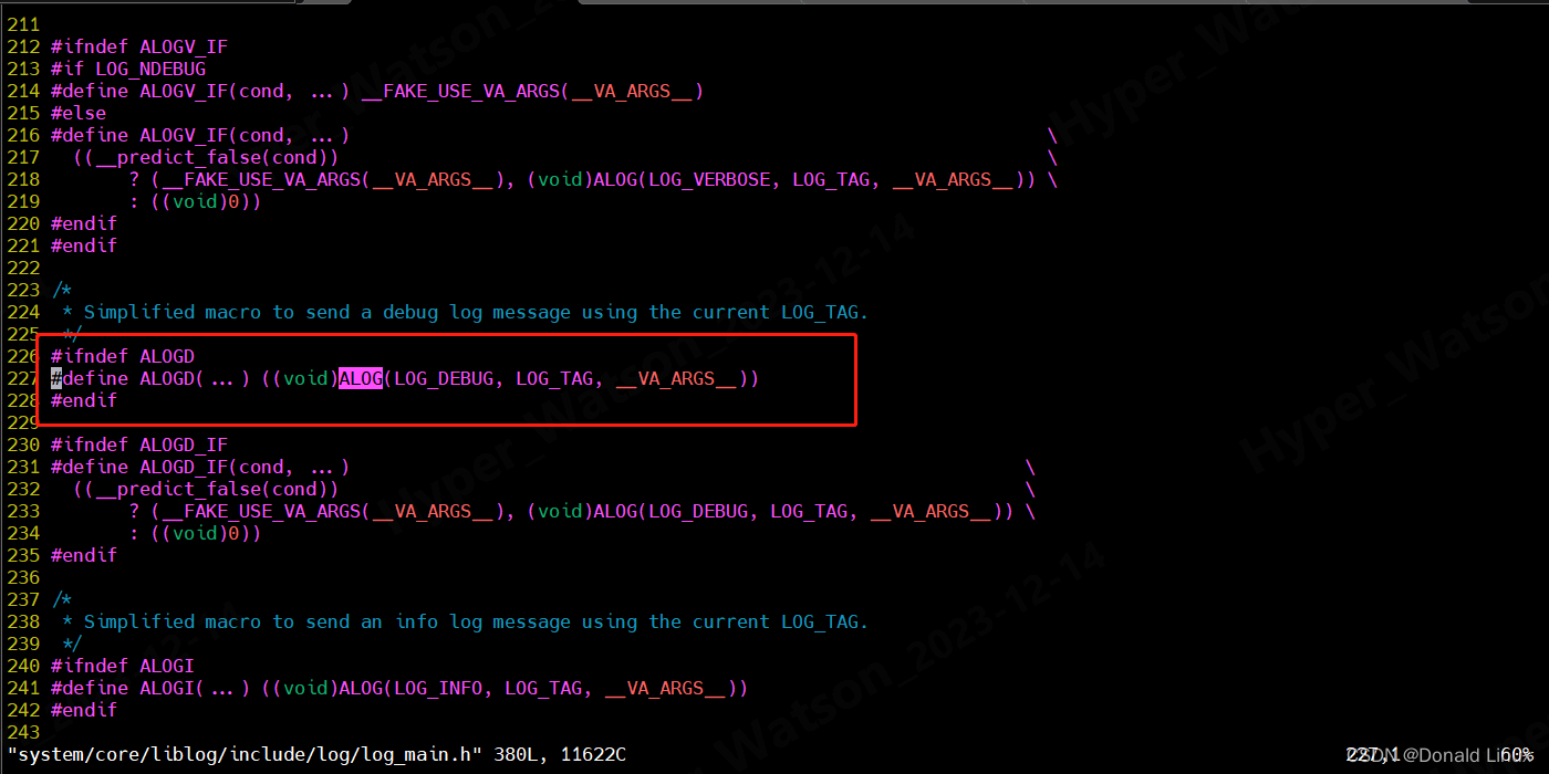 2023-12-14 分析android 系统标准的打印方法 ALOGD ALOGI ALOGE，因为ndk里面是不能使用这些函数，特意花时间跟踪一下这部分代码。本文包含封装log打印函数实例 ...