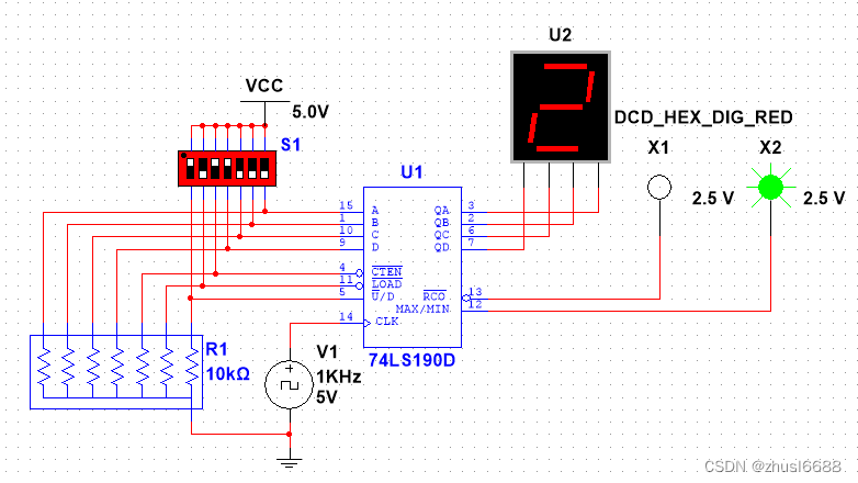 Multisim14.0仿真应用设计（四十）74LS190 同步计数器应用仿真_74hc190multisim-CSDN博客