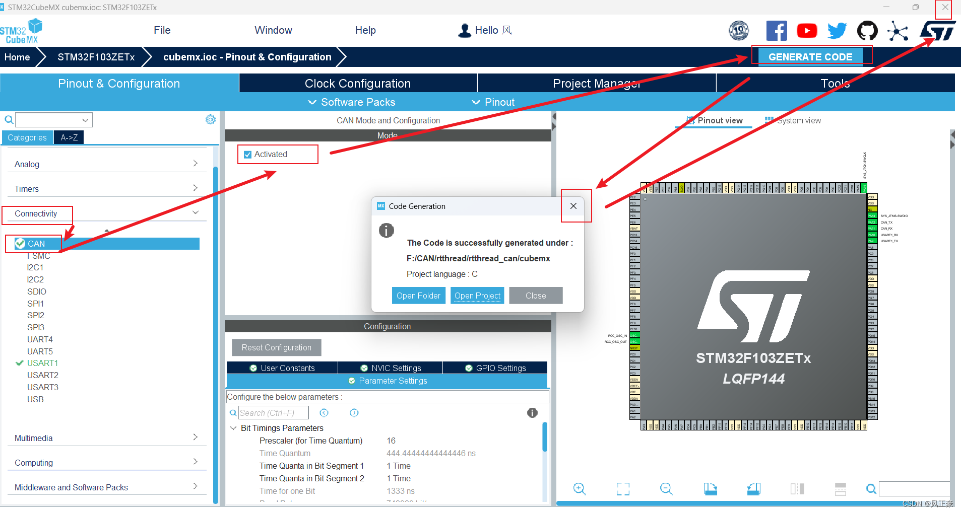 RT-Thread+ENV+MDK+STM32CubeMX进行CAN驱动适配_cubemax rtthread evn-CSDN博客