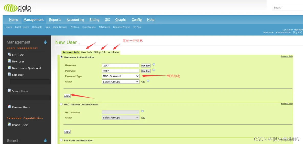 使用daloRADIUS Web管理Radius服务器_daloradius教程-CSDN博客