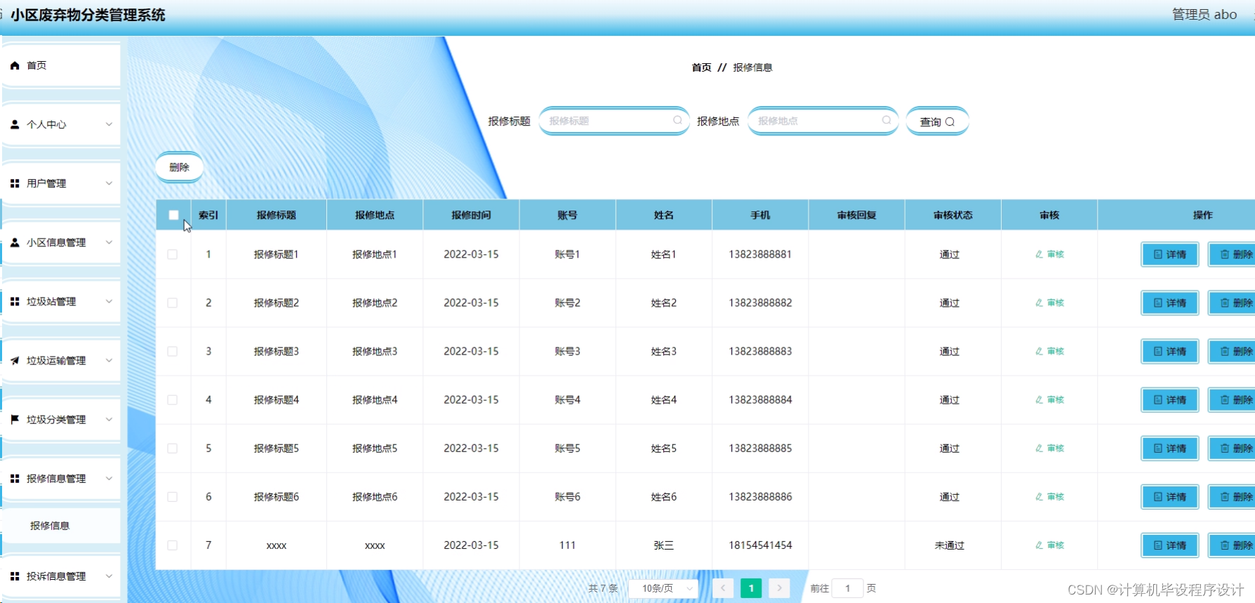 Java毕业设计小区废弃物分类管理系统(springbootmysqljdk18meven)废弃物物流数据库 Csdn博客