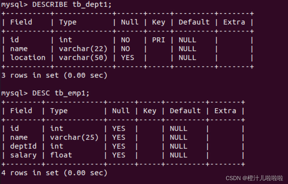 MySQL数据库学习笔记之数据表的基本操作（Linux系统）_linux终端mysql创建表-CSDN博客