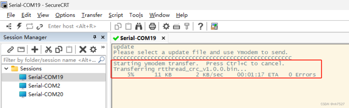 Easyflash的Ymodem通讯测试(SecureCRT)_crt 测试ymodem传送文件-CSDN博客