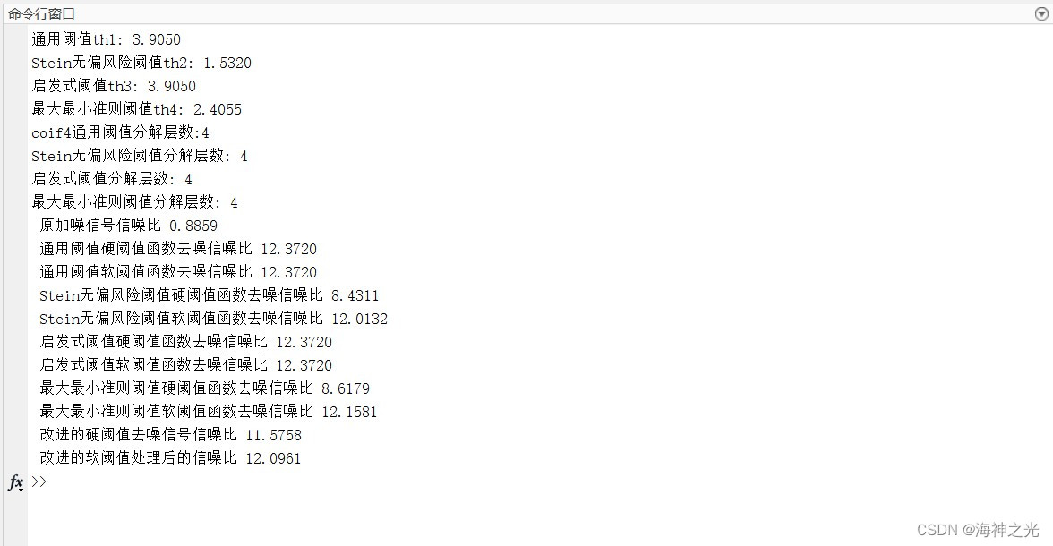 【数字信号去噪】小波软阈值+硬阈值+改进的阈值数字信号去噪（含SNR 信噪比改善量对比）【含Matlab源码 4214期】_软阈值核硬阈值去噪-CSDN博客
