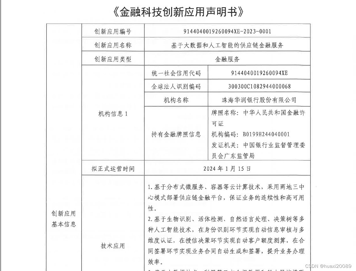 金融科技创新应用声明书：基于大数据和人工智能的供应链金融服务-CSDN博客