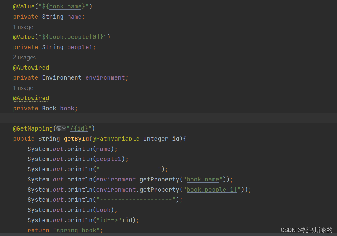 [SpringBoot] yaml 的数据读取方式_spring boot yaml 数组读取-CSDN博客