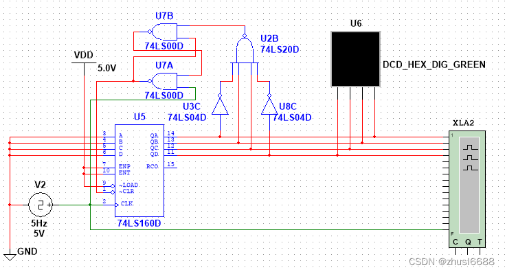 Multisim14.0仿真应用设计（三十）74LS160 十进制计数器应用仿真_multsim的74ls160n的引脚-CSDN博客