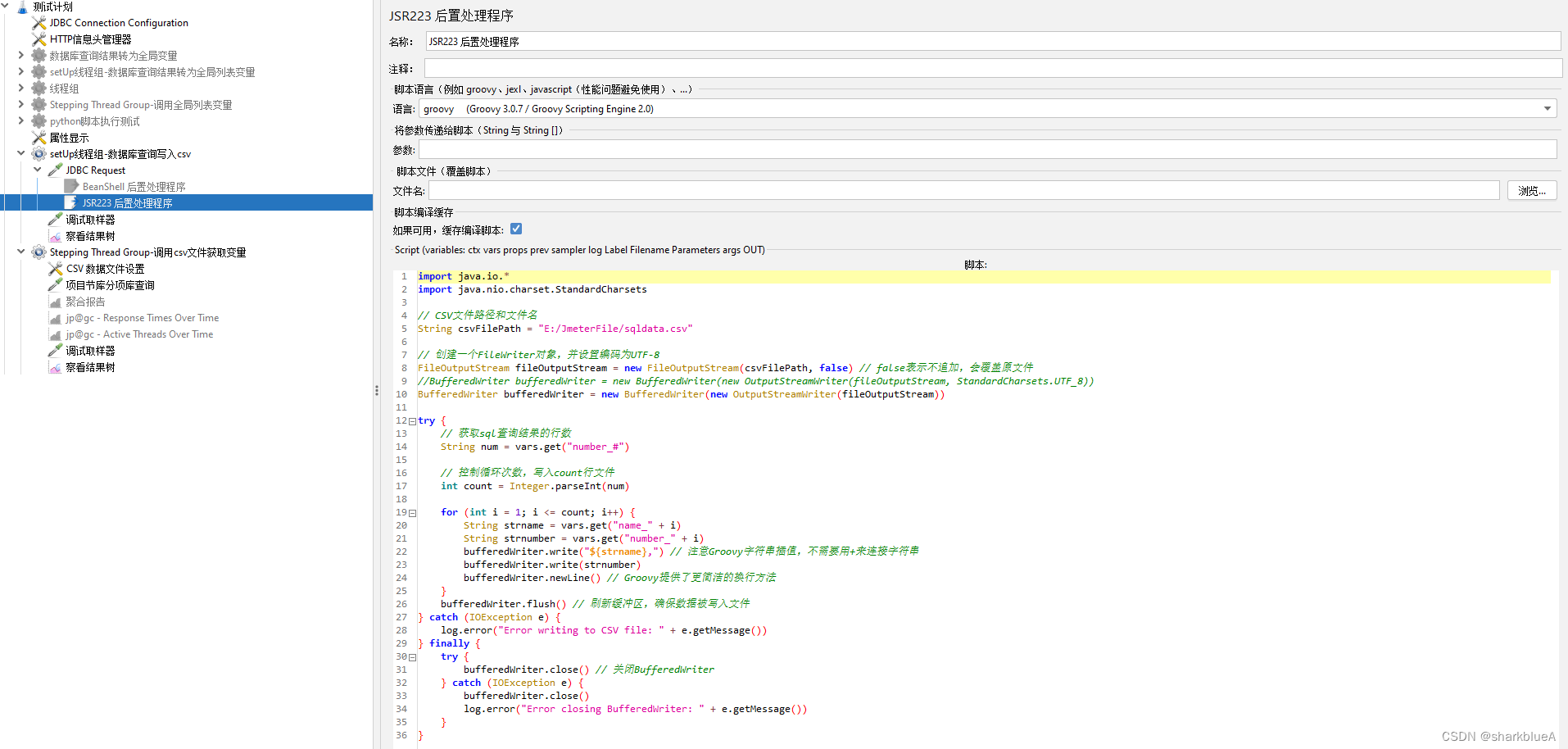 Jmeter将数据库查询结果写入csv文件供跨线程调用jdbc Request 查询结果保存到csv Csdn博客
